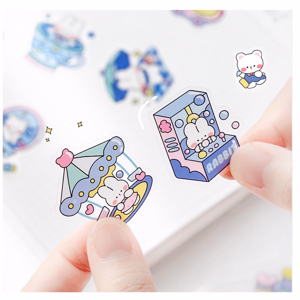 TANG QIRA Kawaii Stickers Set(4 Pack),Cute Stickers Cartoon Bunny Decoration Waterproof Stickers for Water Bottle Scrapbook Planners Gift Packing Scrapbooking Album Planner Journal Arts DIY Craft