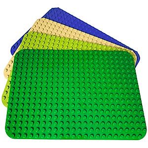 Apostrophe Games Large Building Blocks Base Plates Compatible with All Major Brands – 15 x 10 Inches for Construction Bricks – 4-Pack Multicolor for Table and Floor Use, STEM Learning