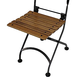 Sunnydaze European Chestnut Wooden Folding Small Bistro Dining Side Chair - Portable, Compact Side Chair - for Indoor or Outdoor Use - Patio, Deck, Balcony, Camping and Spare Seating - Set of 2
