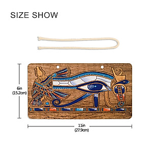 AUUXVA Egyptian Horus Eye Door Hanging Sign Plate PVC Dirty Resistant, Waterproof Wall Sign Decor Hanging Plaque with Rope for Home Garden Yard 11" x 6"
