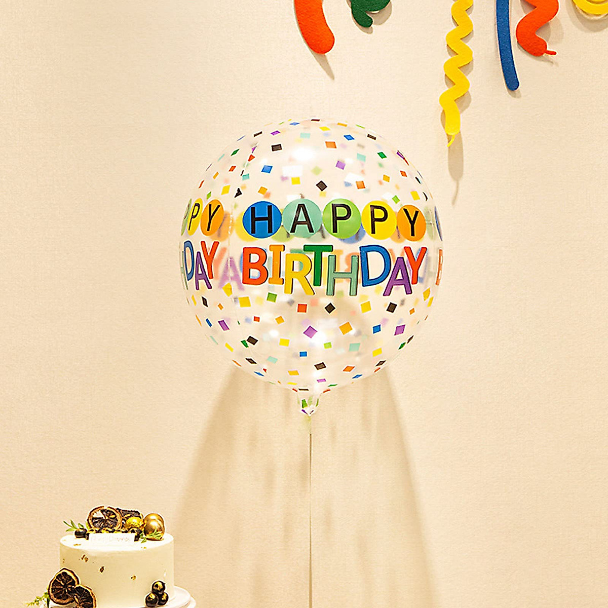 GLASNES 4 Pieces Large Happy Birthday 4D Balloons 22 Inches for Birthday Party Baby Shower Decor Supplies