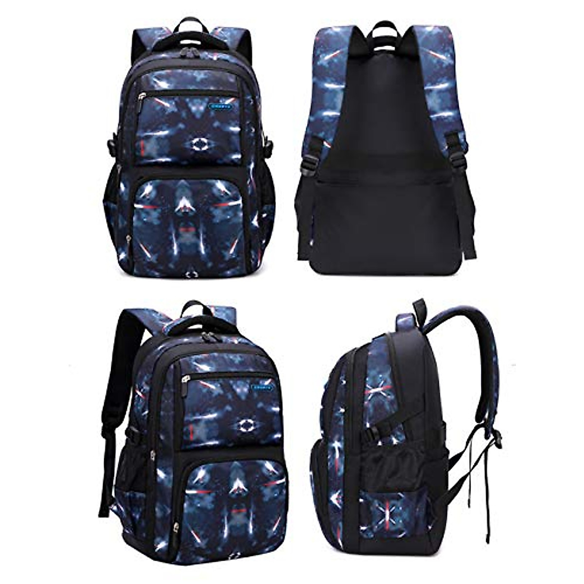 JiaYou Space Pattern Galaxy Backpack Boys Primary Junior Middle School Daypack Men High Middle School Laptop Bag(Black Star,Backpack Only)