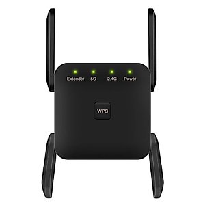WiFi Extender, AILIYZ WiFi Booster Signal Booster for Home 2.4G /5G Wireless Internet Repeater with Ethernet Port, 1200Mbps WiFi Range Extender for Indoor and Outdoor (Black)