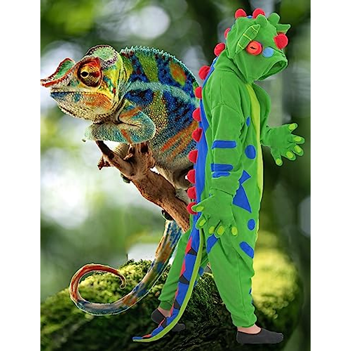 ofodoing Lizard Onesie Adult Animal One-piece Pajamas Cosplay Homewear Sleepwear Jumpsuit Costume for Women Men