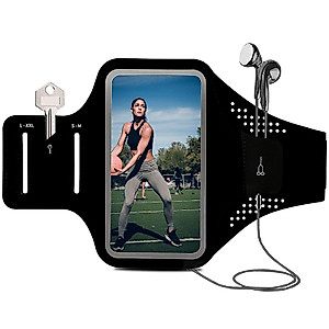 MOVOYEE Phone Holder for Running Armband Cell Phone Holder for iPhone Armband 11 12 13 14 15 Pro Max XS X XR 10 8 7 6s Plus SE Galaxy ID,Phone Armband Sleeve Fit Sport Exercise Workout Black Arm Band