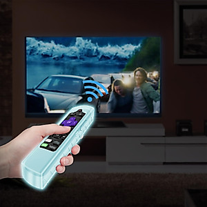 CaseBot Remote Case for Roku Voice, Express HD / 4K+, Ultra LT Enhanced Voice, Express 3930, Premiere+ 3921, Streaming Stick+ Remote, Honey Comb Anti Slip Shockproof Silicone Cover, Blue Glow