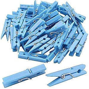Jdesun 50 Pieces Photo Clips,Mini Plastic Picture Paper Clip Clothespins Peg for Office,Home,Arts(Blue)