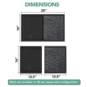 LOSTRONAUT 2 in 1 Wet Dry Shoe Cleaning Floor Mat - 25’’ x 16’’ Non Slip Machine Washable - Boot Tray Perfect to Remove Mud Dirt and Yuck from Footwear - Indoor Outdoor Rug