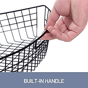 Leeden Lazy Susan Organizer Basket for 24" Diameter Turntable - 16.3" x 10.3" x 4" Metal Organizing Storage Bins (6 Packs) - Black Kitchen Cabinet Storage Organizer - 1/4 Wedge Can Organizer