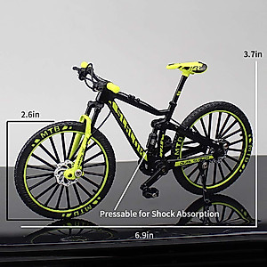 YEIBOBO ! Alloy Mini Downhill Mountain Bike Toy, Die-cast BMX Finger Bike Model for Collections (Black/Green)
