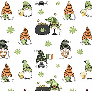 Stesha Party St Patricks Day Gnomes Wrapping Paper - Folded Flat 30 x 20 Inch (3 Sheets)