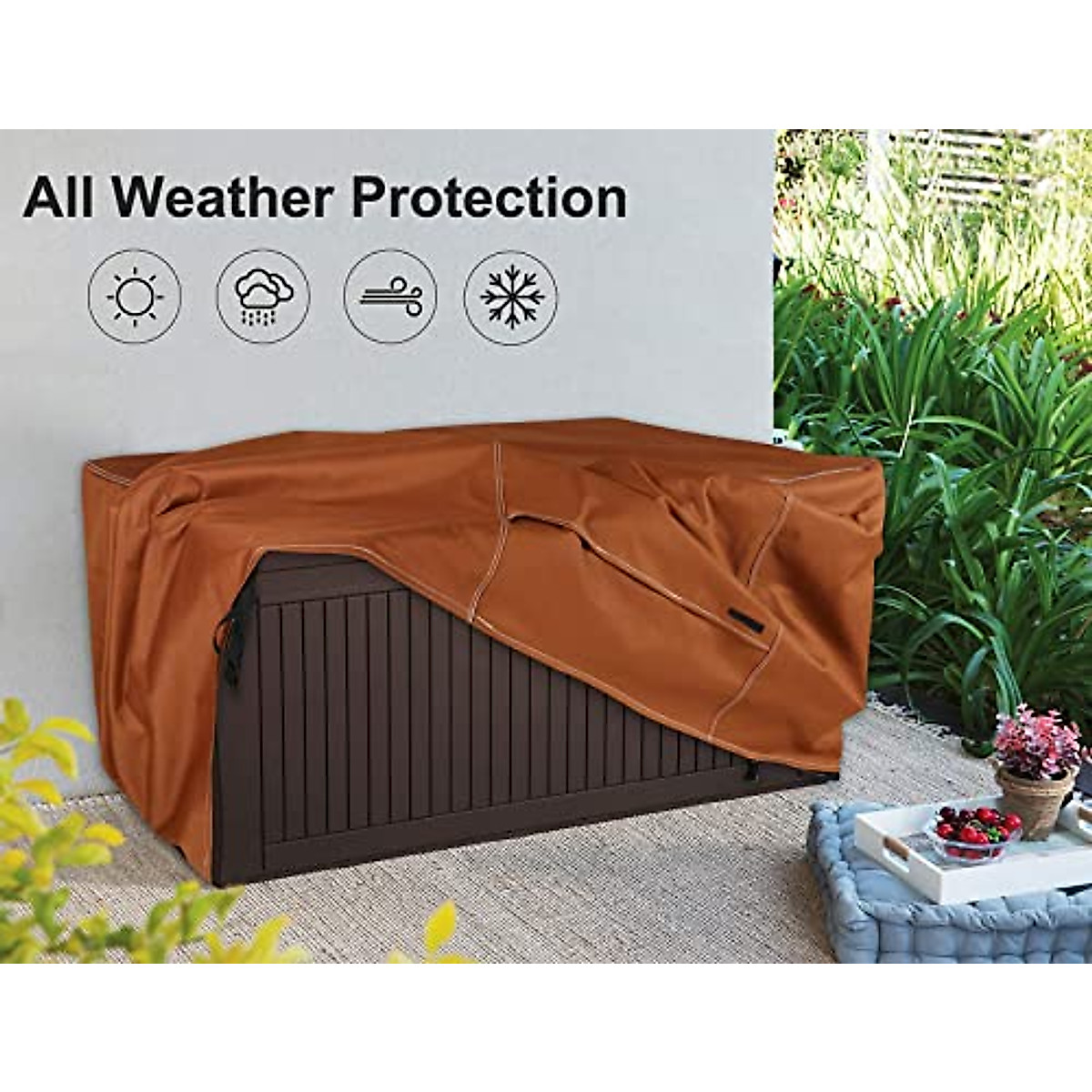 NettyPro Deck Box Cover, Outdoor Storage Box Bench Cover Rectangular, Waterproof Heavy Duty Patio Furniture Cover for Small Table Rectangle, 54 x 28 inch