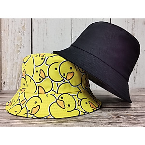 Enodtter Yellow Duck Bucket Hat for Men Women Teen Girl, Packable Reversible Printed Sun Hats, Fisherman Outdoor Summer Travel Beach Caps