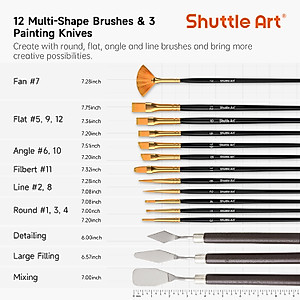 Shuttle Art 54 Pack Acrylic Paint Set, Acrylic Painting Set with 30 Colors Acrylic Paint, Wooden Easel, Painting Canvas, Paint Brushes, Palette, Art Painting Supplies for Kids Adults Beginner Artists