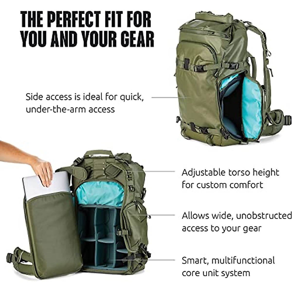 Shimoda Action X30 Water Resistant Camera Backpack - Fits DSLR, SLR, Mirrorless Cameras, Batteries, Lenses, and Other Gear - Core Unit Modular Camera Inserts Sold Separately - Black