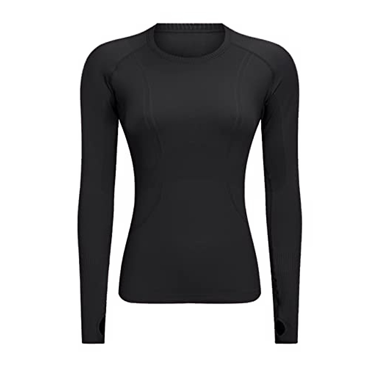 LUYAA Women's Workout Tops Long Sleeve Shirts Yoga Sports Running Seamless Breathable Gym Athletic Top Slim Fit Black