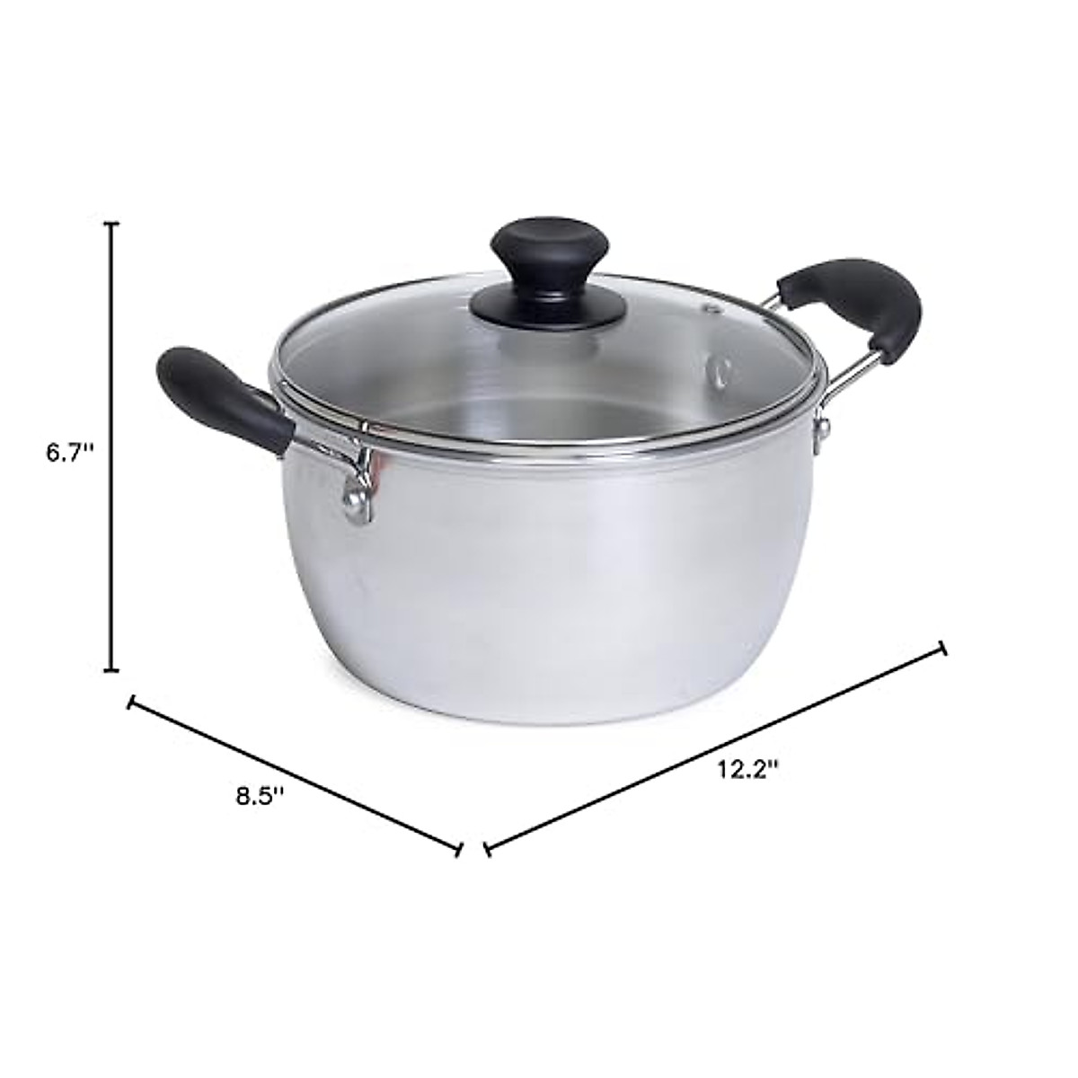 Imusa Aluminum USA Pot with Glass Lid and Bakelite Handle 4-Quart