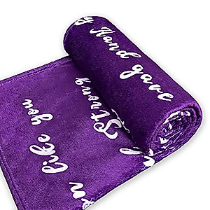 Mom Blankets Flannel Throw for Women Anniversary Birthday Gift Portable from Daughter Son Printed Warm Soft Couch Sofa Decor Purple 60"x80"