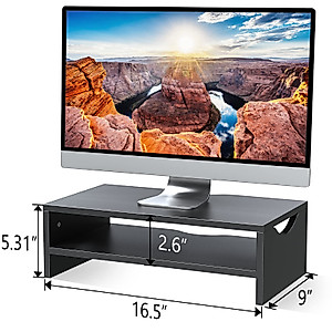 Zimilar Dual Monitor Stand Riser, Monitor Stand with Adjustable Length and Angle Monitor Stand Riser, 2 Tiers Laptop Computer Monitor Riser for PC Screen