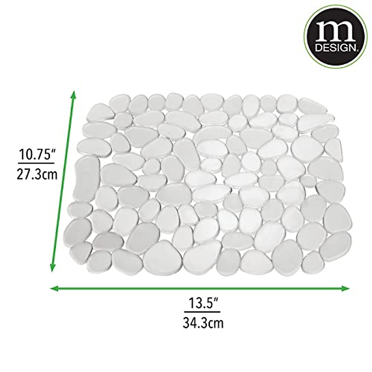 mDesign Adjustable Kitchen Sink Dish Drying Mat/Grid - Soft Plastic Sink Protector - Cushions Sinks, Stemware, Glasses, Dishes - Quick Draining Pebble Design - Small, 12.4" Long - 2 Pack - Clear