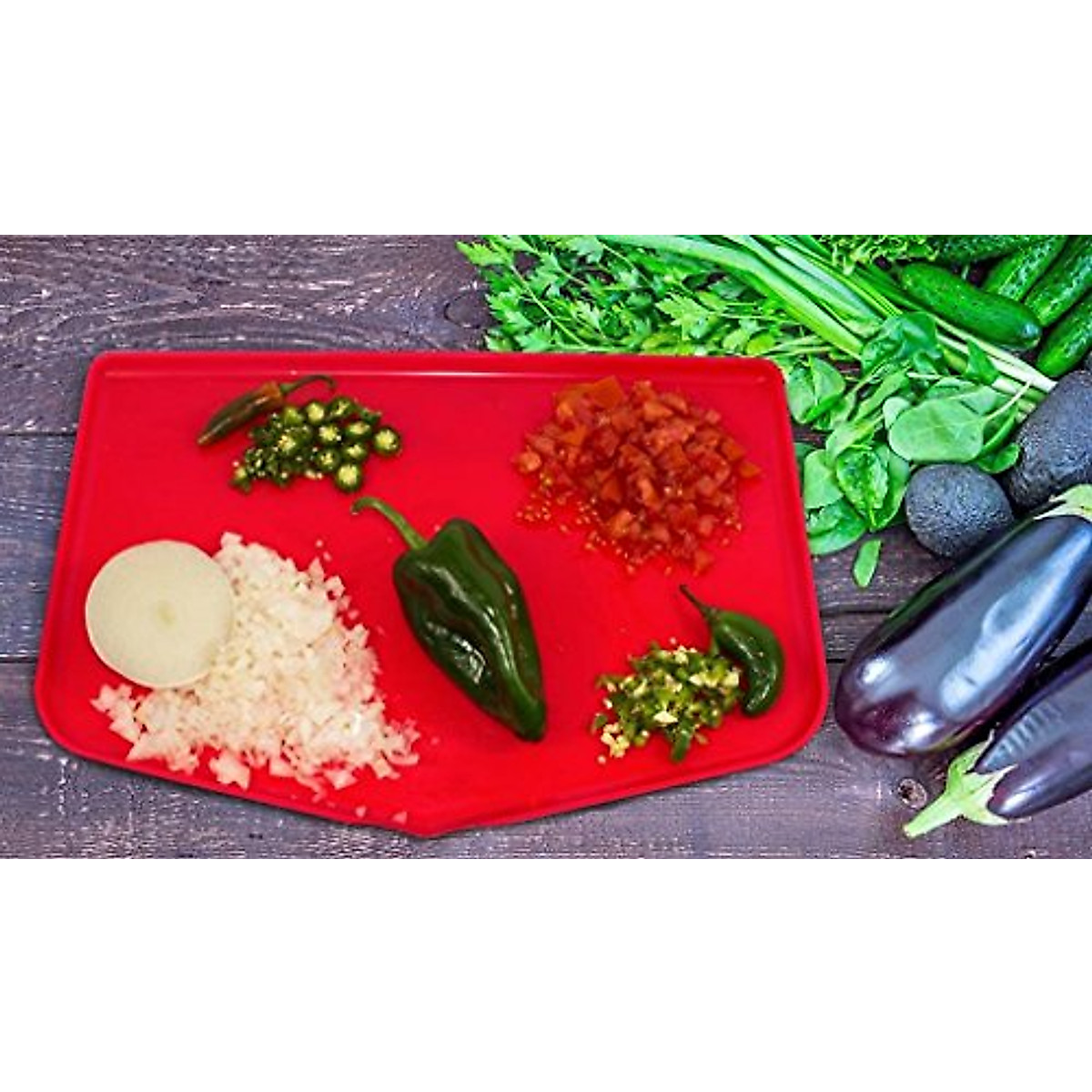 Chop Keeper Chopping Tray with Raised Sides and Easy-Guide Funnel, Red, Green and Yellow, 3-Pack - Argee RG909/3