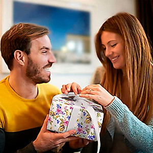 CENTRAL 23 Pretty Wrapping Paper For Women - 6 Thick Gift Wrap Sheet - Floral Wrapping Paper - Pink Purple Flowers - For Birthday Bridal Shower Anniversary - Comes With Fun Stickers