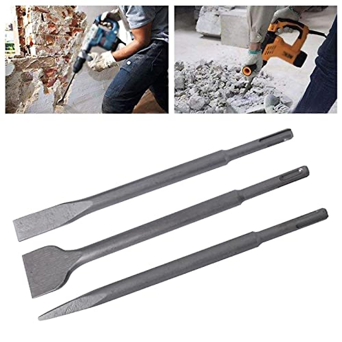 ✪ 3x SDS Plus Chisel Set Round Handle Point Chisel Flat Chisel Wide Chisel Tools