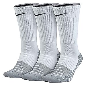 Nike Dry Cushion Crew Training Sock (3 Pairs),White,Medium