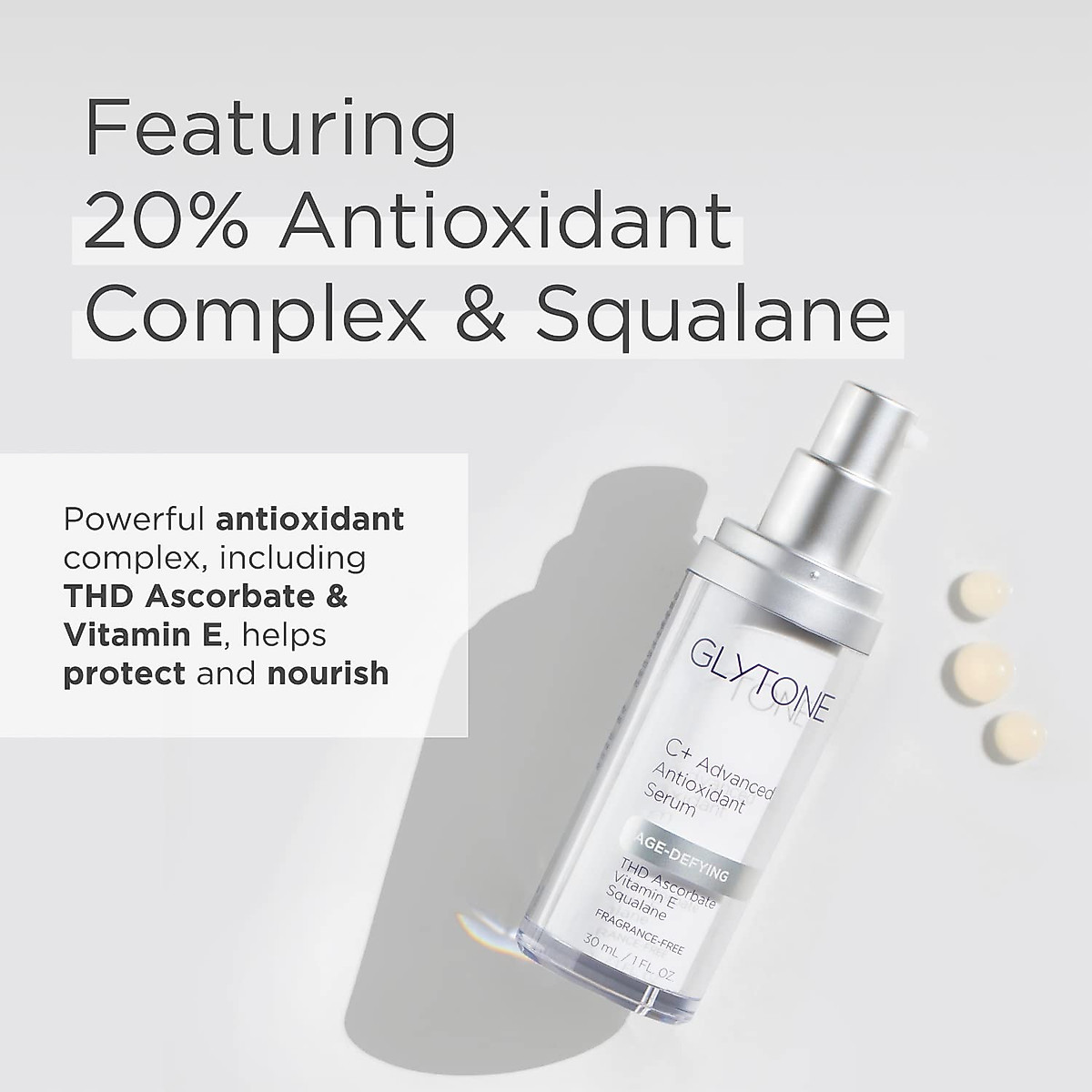 Glytone Age-Defying C+ Advanced Antioxidant Serum - For Fine Lines and Wrinkles - Collagen Health - Paraben-Free & Fragrance-Free - 1 fl. oz.