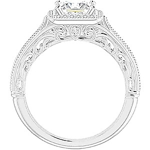 Moissanite World 1CT Princess Cut Colorless Moissanite Engagement Ring Wedding Band Gold Silver Eternity Solitaire Ring Halo Ring Vintage Antique Anniversary Promise Gift Her (7)