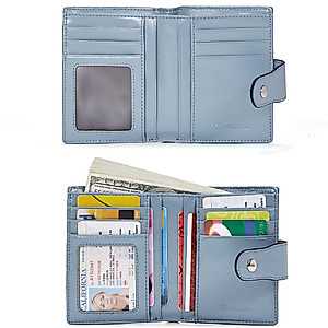 BOSTANTEN Women Leather Handbag Designer Large Hobo Purses Shoulder Bags Blue and Small Bifold Zipper Pocket Wallet Card Case Purse with ID Window Blue