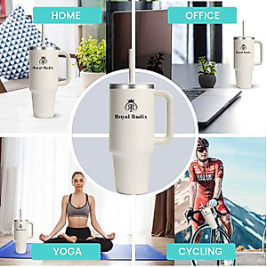 Royal Radix 40oz Insulated Tumbler with Handle & Straw, Stainless Steel Travel Mug, Leak-Proof, Hot & Cold Beverage Cup, BPA-Free, Dishwasher Safe, for Coffee & Water