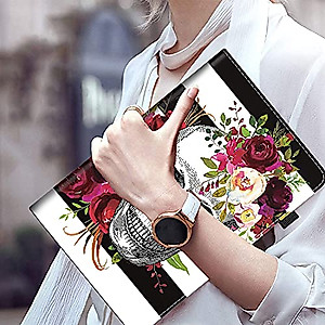 Case for All-New Fire HD 10 & Fire HD 10 Plus Tablet (10.1", 11th Generation, 2021 Release), Slim Folio Stand Soft Protective Cover with Smart Auto Wake/Sleep, Skull Flower + Coasters