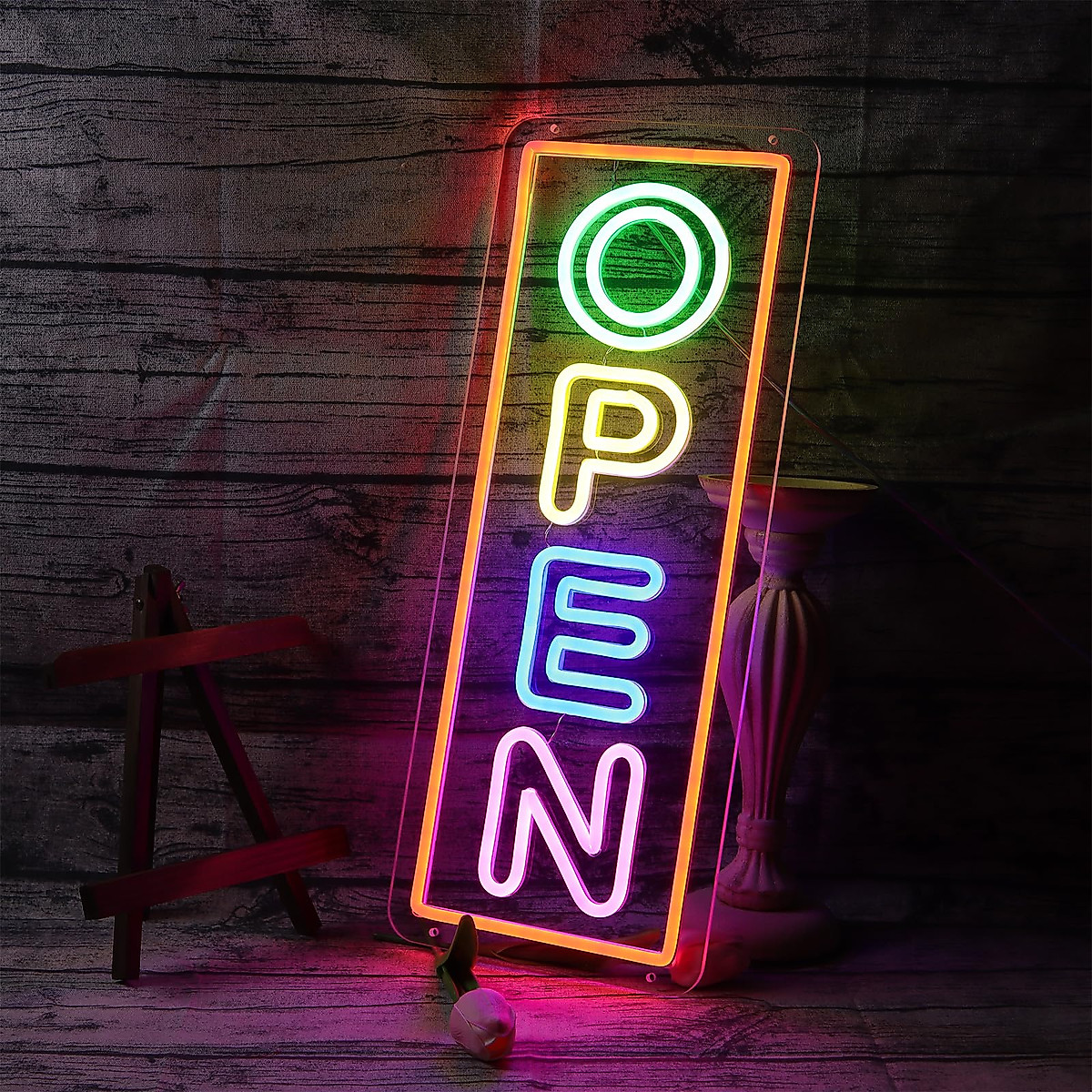 MEFFIAO LED Neon Open Sign for Business, 16.5"x 12" Adjustable Brightness Open Sign, supplied with USB and regulator provided, suitable for party bar salon coffee shop hotel wall decoration neon sign…