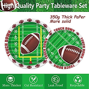 Football Party Supplies Tableware Set Football Theme Party Decorations Including Plates Napkins Cups Touchdown Tablecloth Banner for Football Birthday Party, Serve 24 Guests