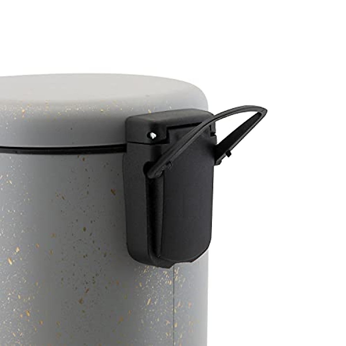 Elle Décor Step Bin with Lid Trash Can | Dimensions: 8.7"x 6.7"x 9.8" | 3 Liter | Speckled Design | Bathroom Accessories | Easy Open and Close | Grey