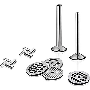 Stainless Steel Food Grinder Attachment fit KitchenAid Stand Mixers Including Sausage Stuffer, Perfect Attachment for KitchenAid Mixers