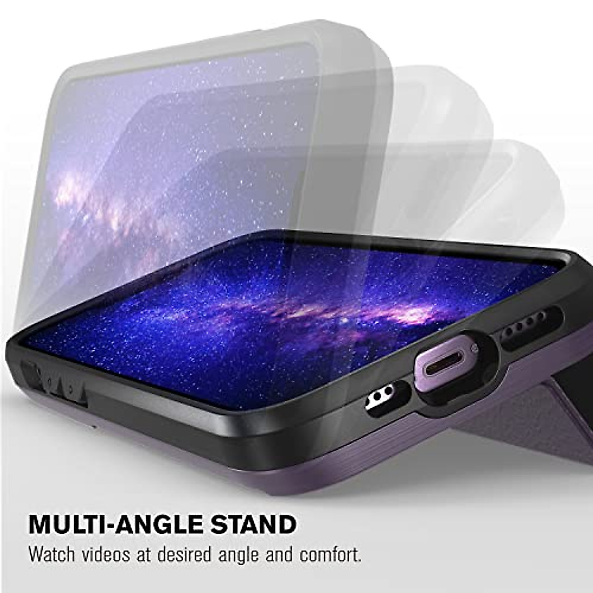 VENA vCommute Wallet Case Compatible with Apple iPhone 14 Pro Max (6.7"), (Military Grade Drop Protection) Flip Leather Cover Card Slot Holder with Kickstand - Deep Purple/Black