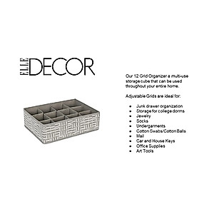 Elle Decor Heavy Duty-Adjustable 12 Grid Dresser Drawer and Closet Organizer- Ideal for Bedroom and Living Room- Storage Cube for Clothes and Accessories