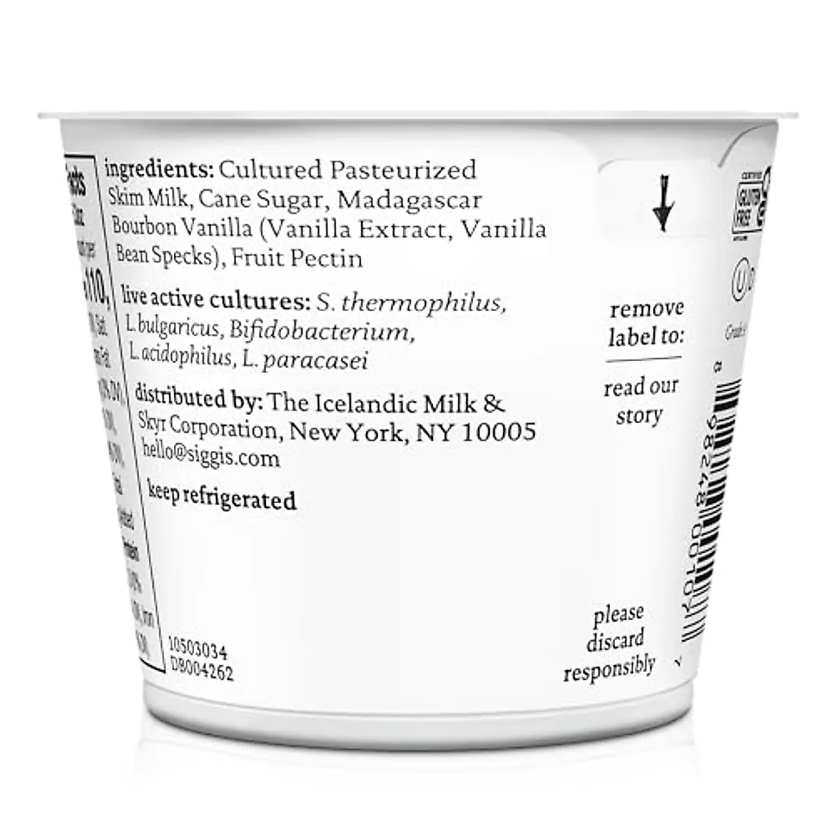 siggi’s® Icelandic Strained Nonfat Yogurt, Vanilla, 5.3 oz. Single Serve Cup – Thick, Protein-Rich Yogurt