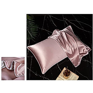 SUNYUM 100% Pure Mulberry Slip Silk Pillowcase Standard Size 19 Momme 600 Thread Count for Hair and Skin with Envelope Closure Queen Size, Hypoallergenic Soft Breathable Silk Pillow Case 1 PC (Pink)