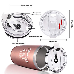 GINGPROUS Mommy's Sippy Cup Travel Tumbler Mom Birthday Christmas Gifts for Mom New Mom Mothers to be Wife Women Her Mother's Day Thanksgiving Day, 20 Oz Insulated Stainless Steel Tumbler, Rose Gold