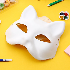 NUOBESTY 10 Pcs White Face Paper Masks Blank Mask for Decorating DIY Painting Masquerade Cosplay Party (Cat Style)