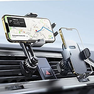 LISEN Phone Mount for Car [Enjoy Never Blocking] Universal Car Phone Holder Mount [Easily Install] Cell Phone Holder for Car [2 Mounting Options] Compatible for iPhone 14 13 Pro Samsung All Phones