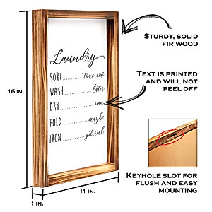Laundry Time Sign - Laundry Room Wall Decor - Laundry Sign, Modern Farmhouse Decor, Laundry Room Rules Sign, Laundry Room Decor with Solid Wood Frame - 11 x 16 Inches