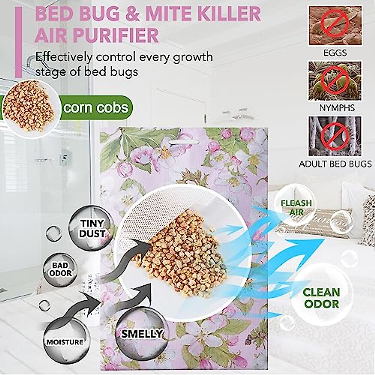 Telanshare 4 Packs(Rose+Jasmine) Mite/Moth Repellent Bag for Drawer & Closet, Natural Sachet Bag, 90 Days Extended Protection