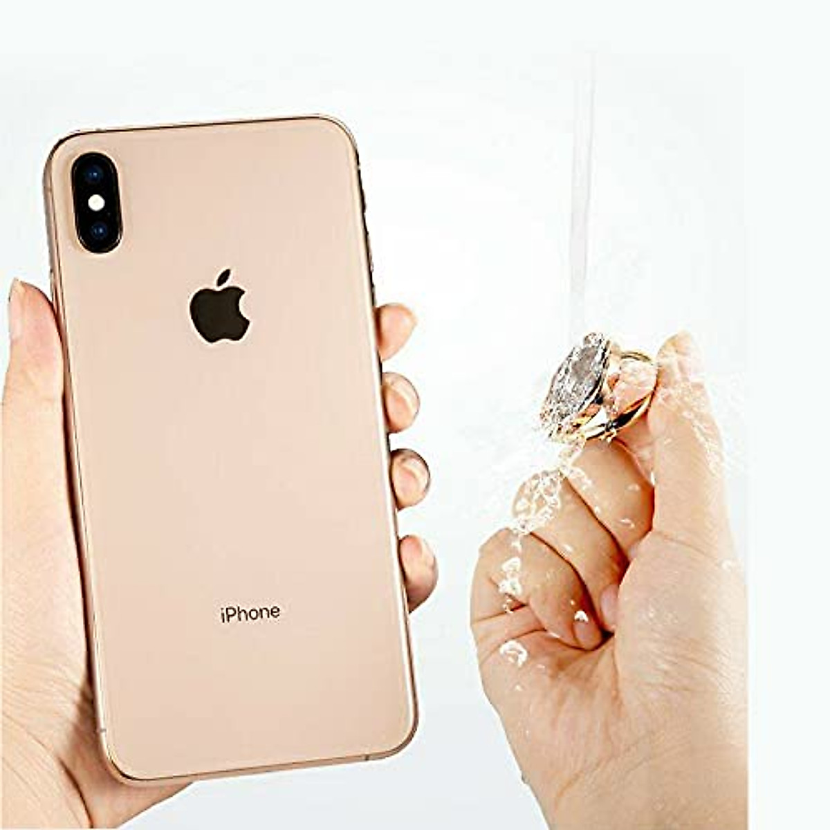 MuZiFei Glitter Bling Bling Phone Ring Holder,2-Pack Heart Crystal Diamond Rhinestone Sparkle Universal 360° Rotation Cell Phone Stent Holder Grip Kickstand for Almost All Phones/Cases(Gold)