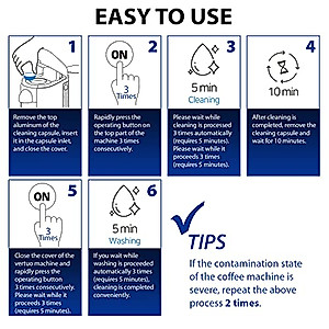 Yegee Powerful Vertuo Cleaning Pods and Capsules Cleaner Kit - for Coffee Machines - Made from 100% Plant-Based 1st Grade Formula - Includes 6 Cleaning Capsules Only Compatible with Vertuo