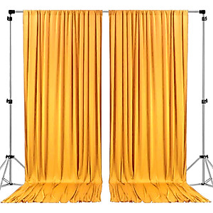 AK TRADING CO. 10 feet x 8 feet IFR Polyester Backdrop Drapes Curtains Panels with Rod Pockets - Wedding Ceremony Party Home Window Decorations - Marigold