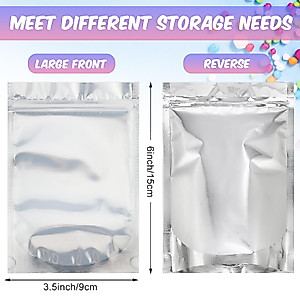 Ctosree 200 Pcs Stand Up Pouch Bags, Sealable Heavy Duty Clear Front with Aluminum Foil Back, Plastic Zipper Food Coffee Candy Storage, Reclosable Bags and Heat Sealable Food Storage (3.5" x 6")